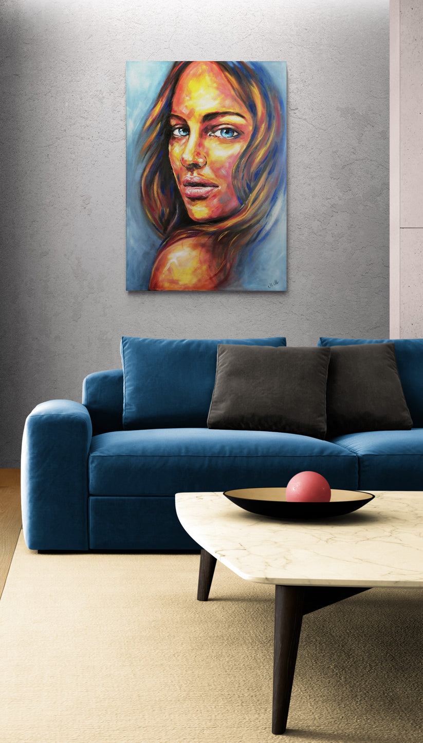 buy large colorful oil portrait painting for modern home – MM Art ...