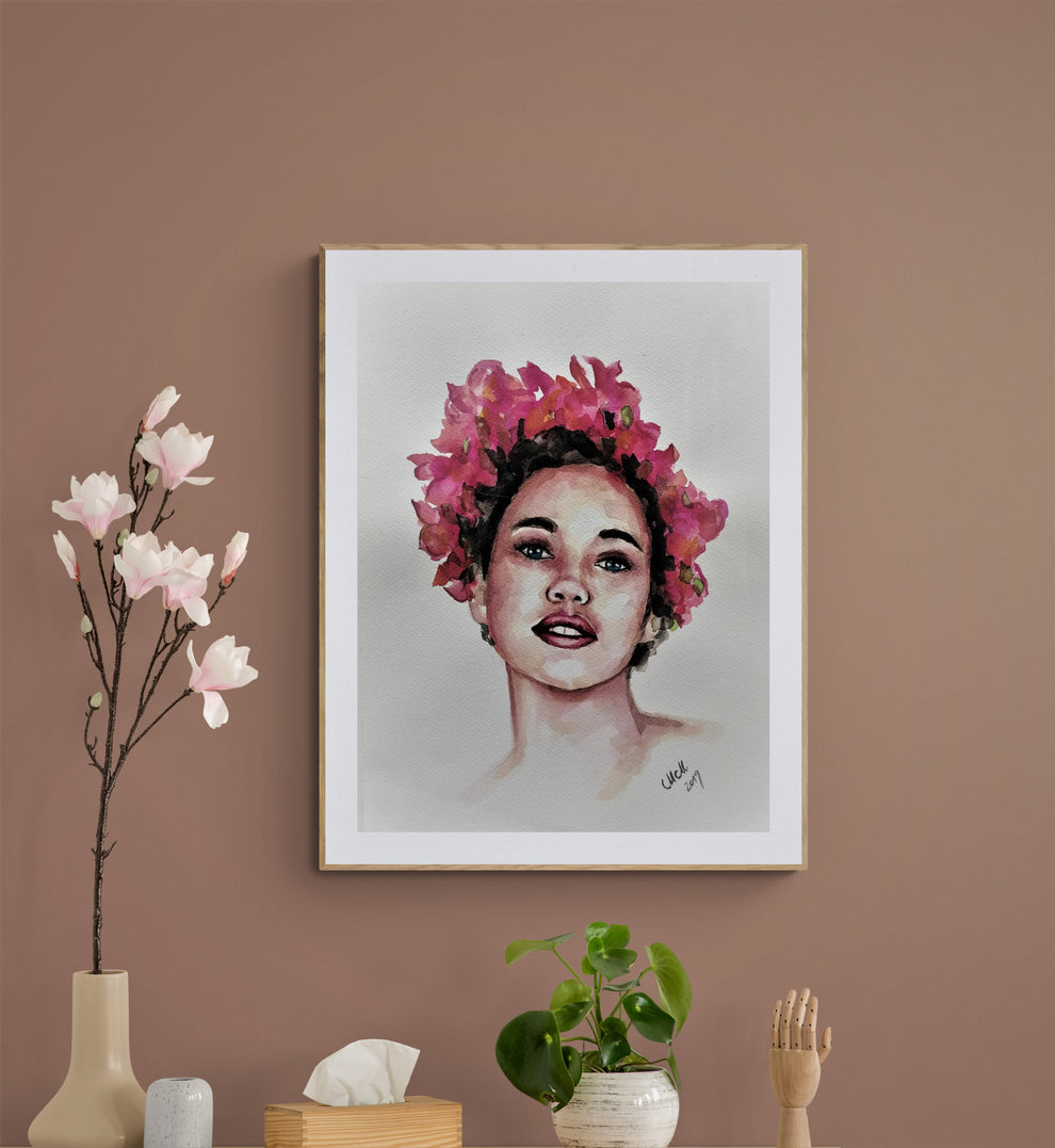 Woman with flowers - colorful watercolor portrait – MM Art Studio ...