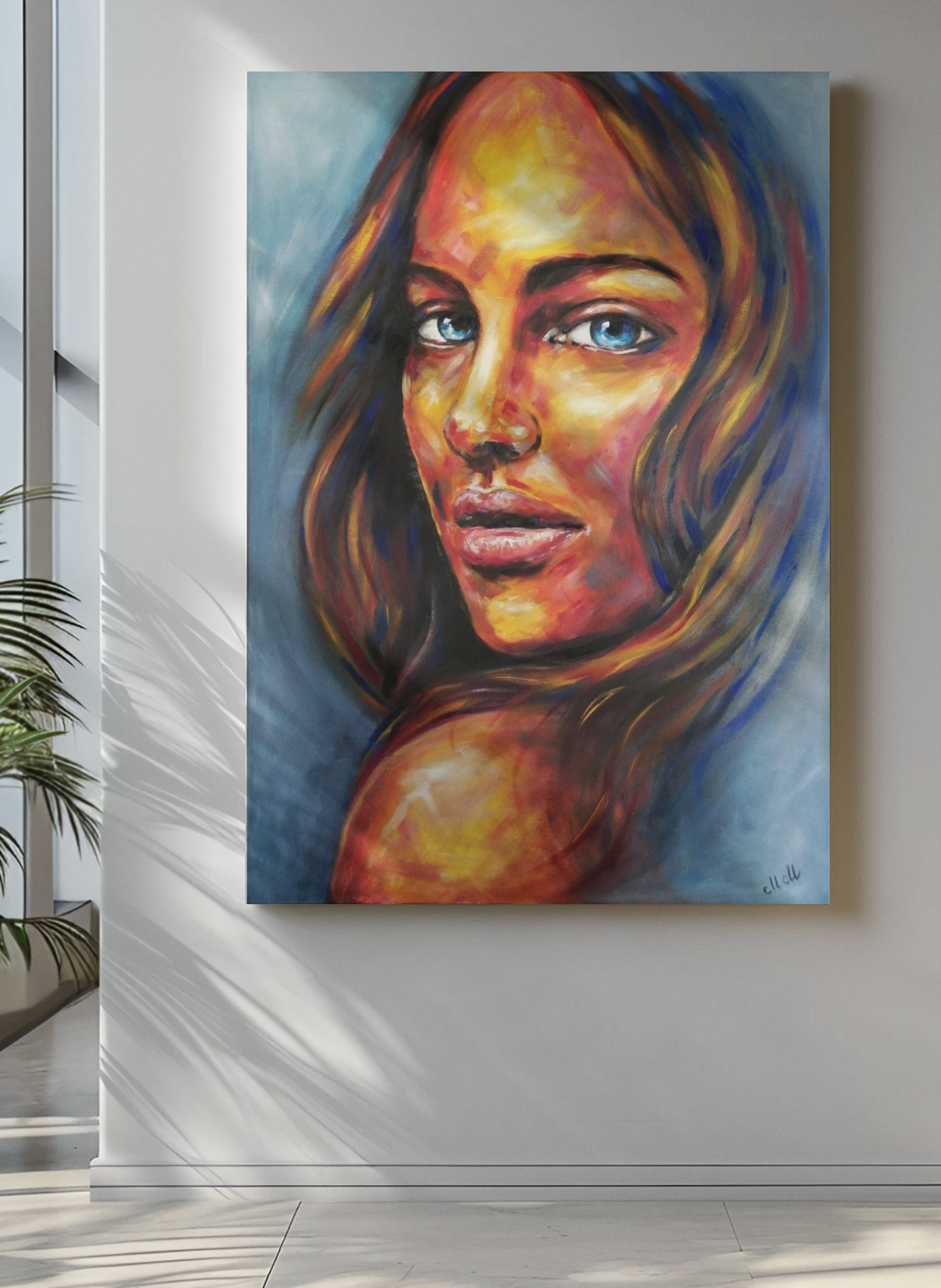 buy large colorful oil portrait painting for modern home – MM Art ...